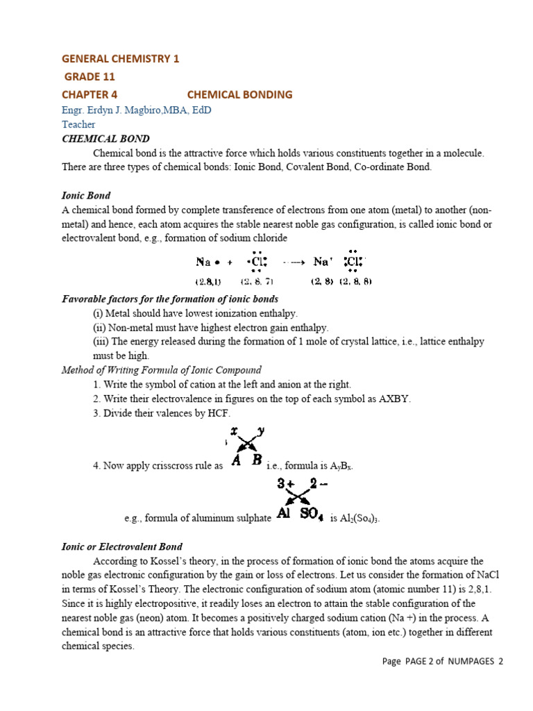 SGC Chemical Bonding | PDF | Ionic Bonding | Ion