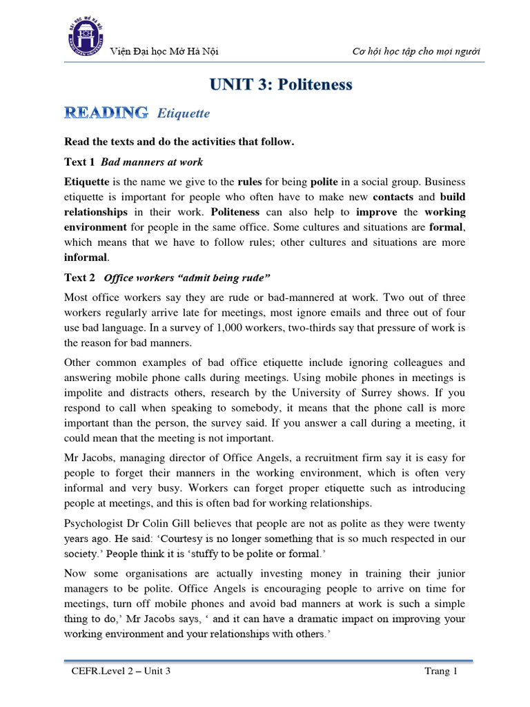 Office Etiquette: Improving Workplace Manners | PDF | Human Communication