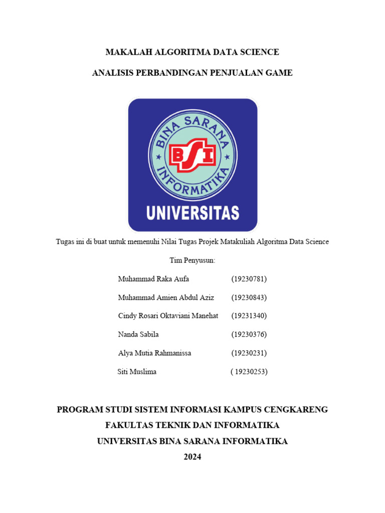 Makalah Algoritma Data Science | PDF | Komputer | Game & Aktivitas