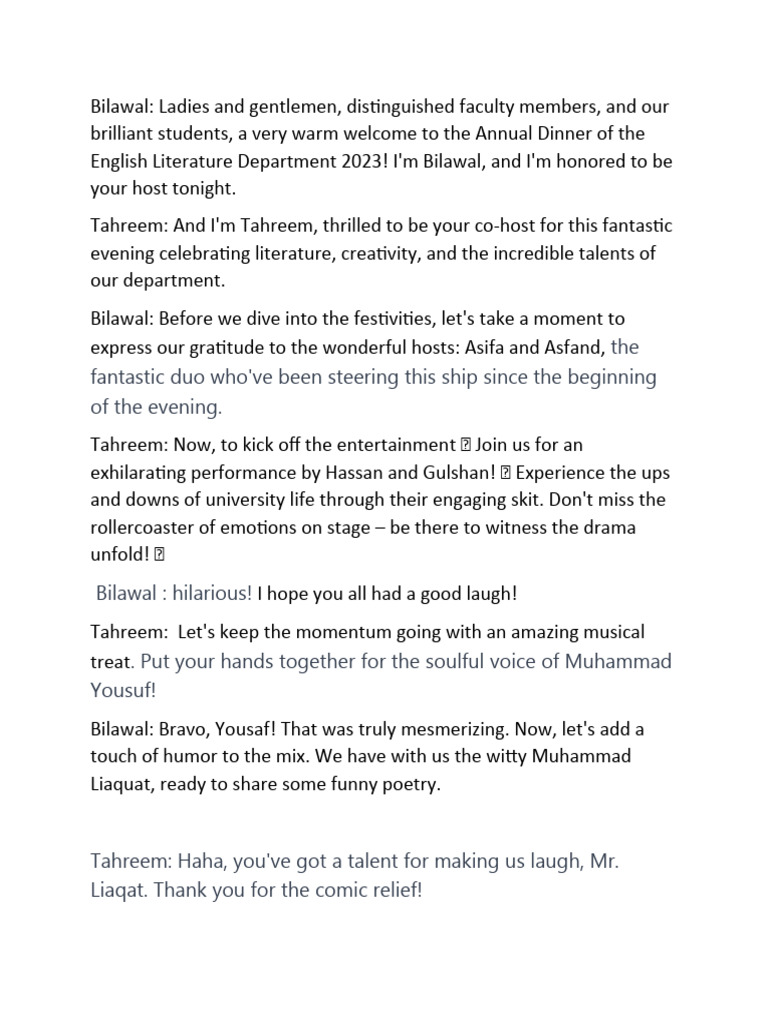 222hosting Script Annual Dinner 2023 | PDF