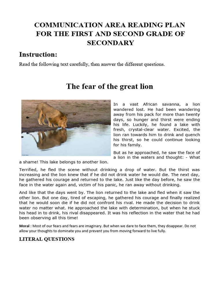 Fear of The Great Lion - Reading | PDF | Lion