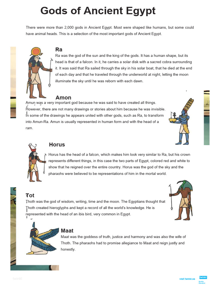 Reading Comprehension - The Gods of Ancient Egypt | PDF | Isis | Osiris