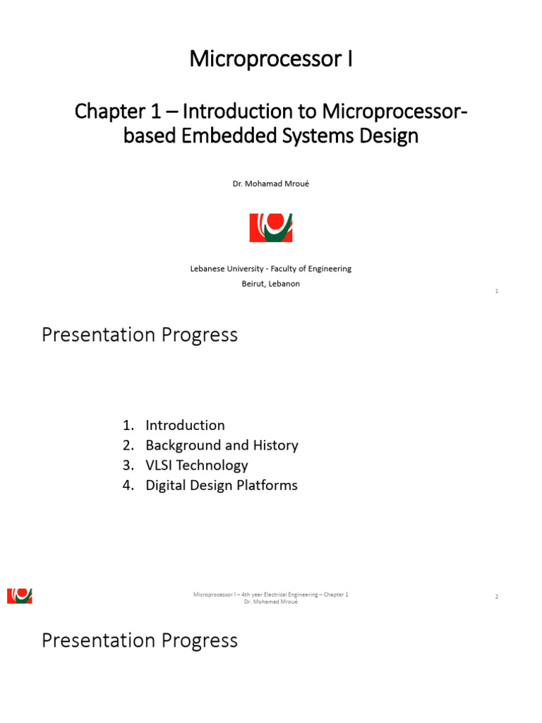 LU - Microprocessor I - Chap01 - Introduction To Microprocessor-Based Embedded Systems Design ...