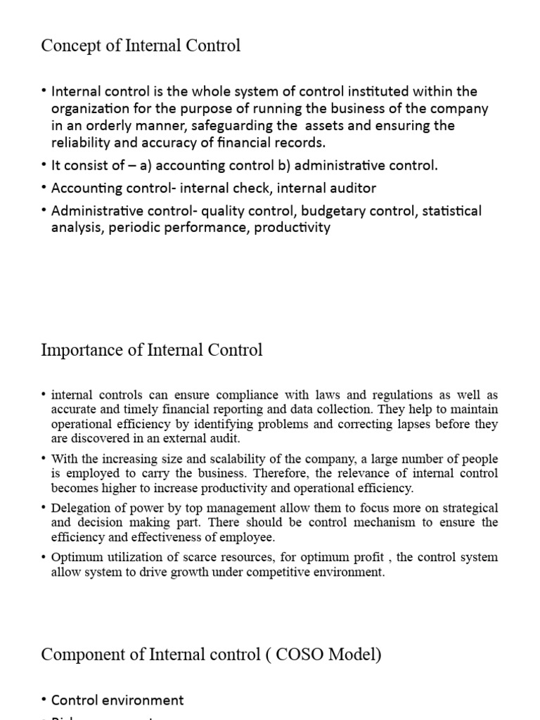 Internal Control System - Com | PDF | Internal Control | Audit
