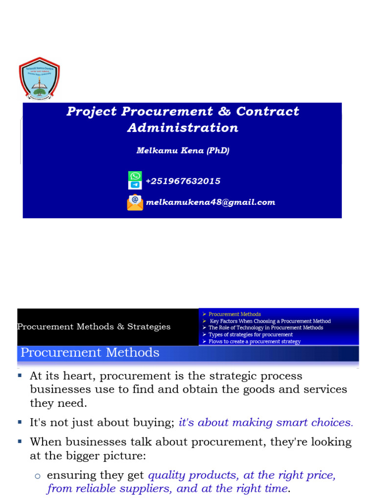 #2 Project Procurement & Contract Administration | PDF | Procurement | Strategic Management