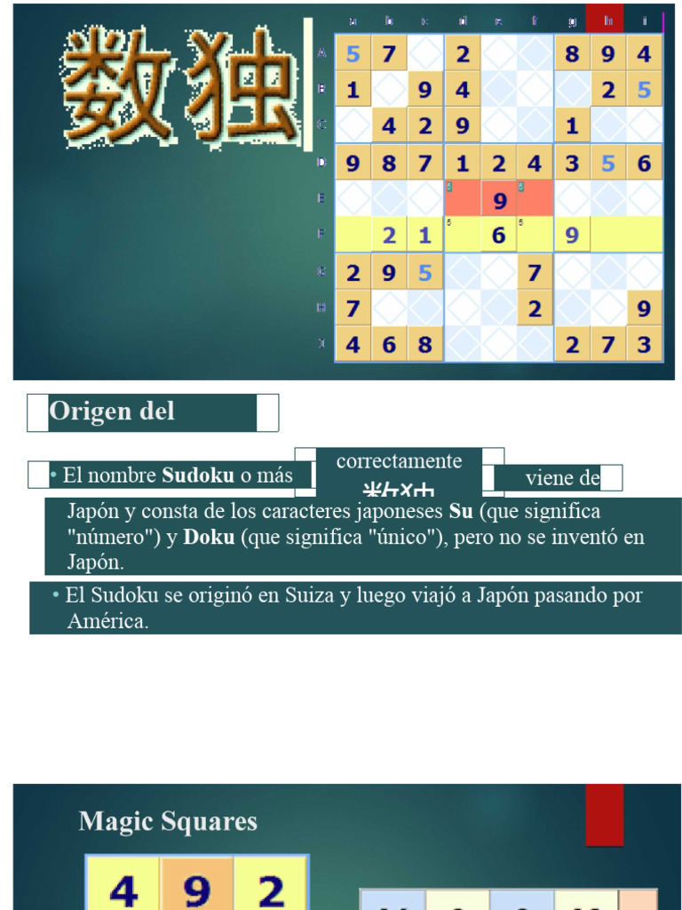 Sudoku PPT Noviembre de 2019 | PDF | Matemáticas recreativas | Rompecabezas