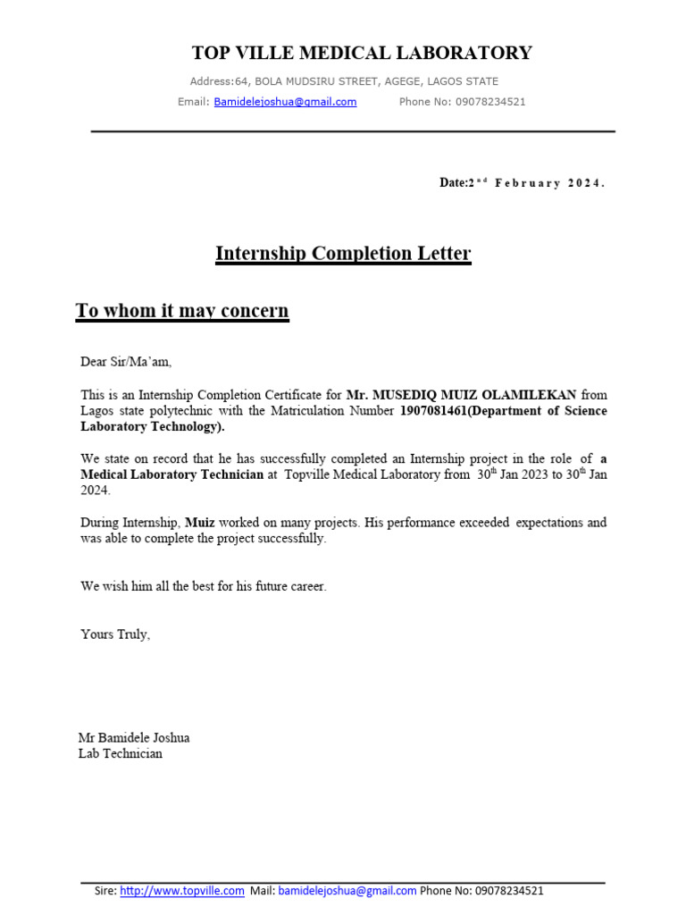 Vanessa It Completion Letter | PDF