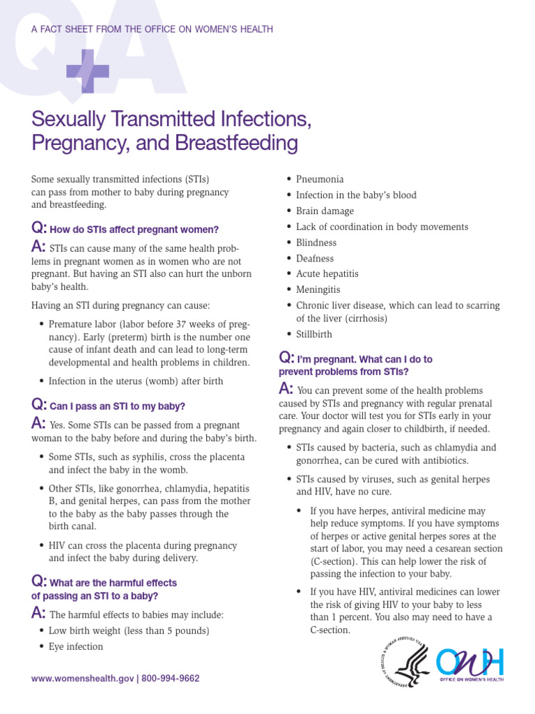 Fact Sheet Sti Pregnancy Breastfeeding | PDF | Sexually Transmitted Infection | Breastfeeding