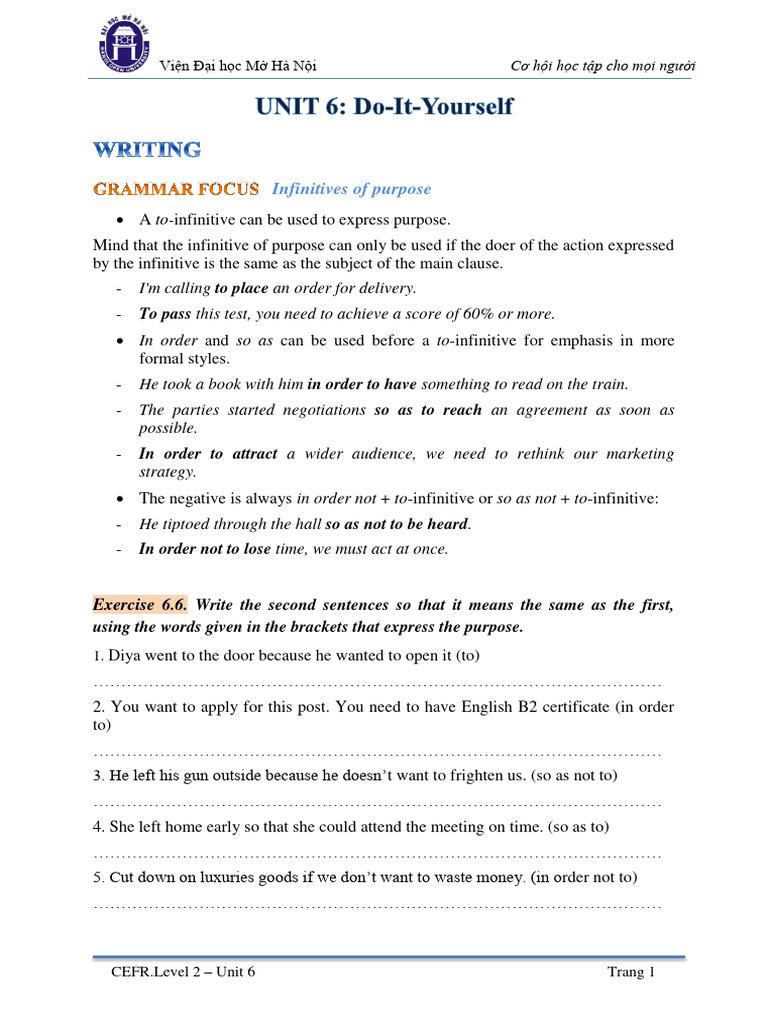 A2-UNIT 6 Do-It-Yourself 01112014 Ok - Writing | PDF