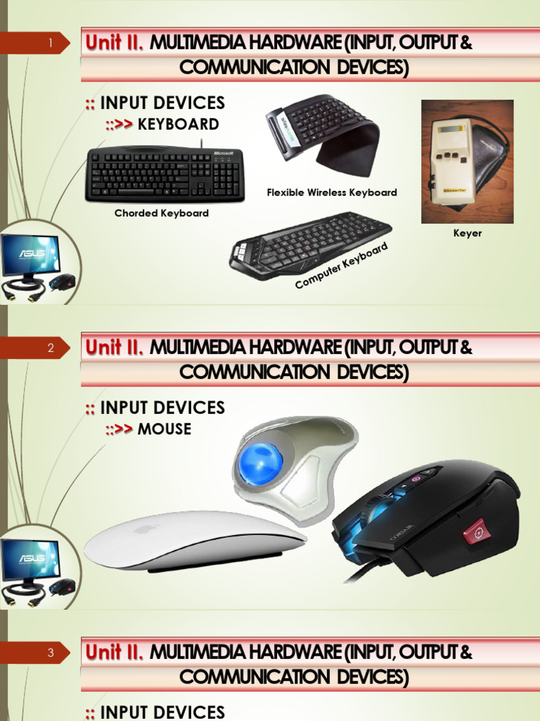 3.1 Multimedia Hardware Input Devices Output Devices Communication Devices | PDF | Printer ...