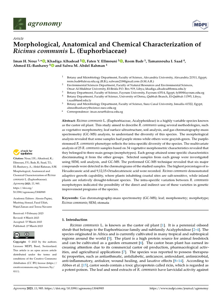 Morphological, Anatomical and Chemical Characterization of | PDF | Gas Chromatography–Mass ...