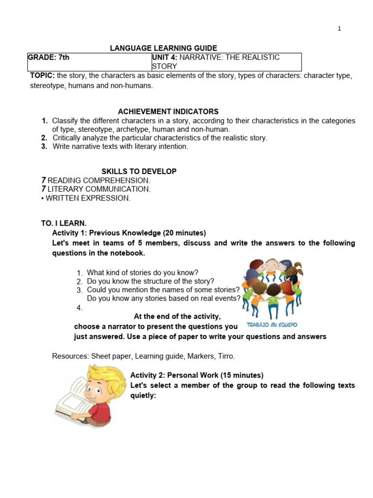 Guide To The Realistic Story 7th Grade | PDF | Narrative | Reality