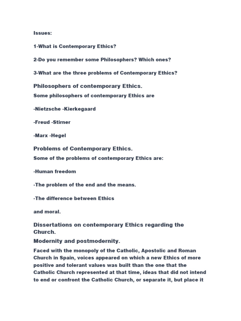 Contemporary Ethics | PDF | Modern Philosophy | Continental Philosophy