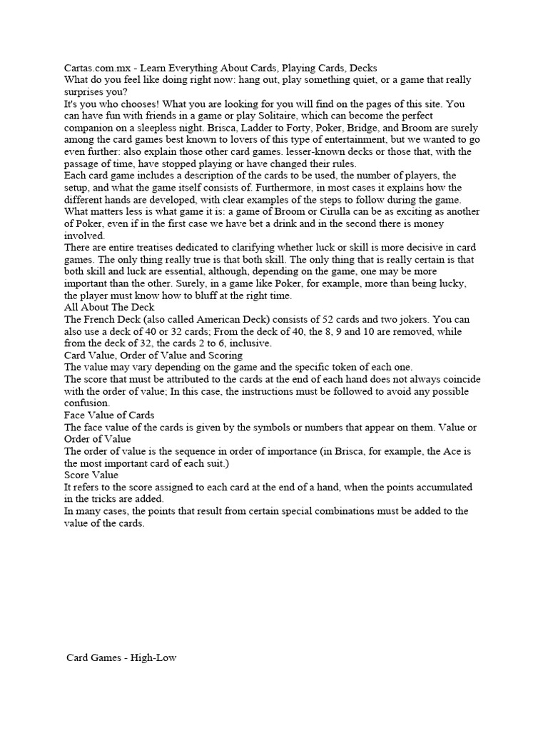 English Deck Card Games | PDF | Playing Cards | Poker