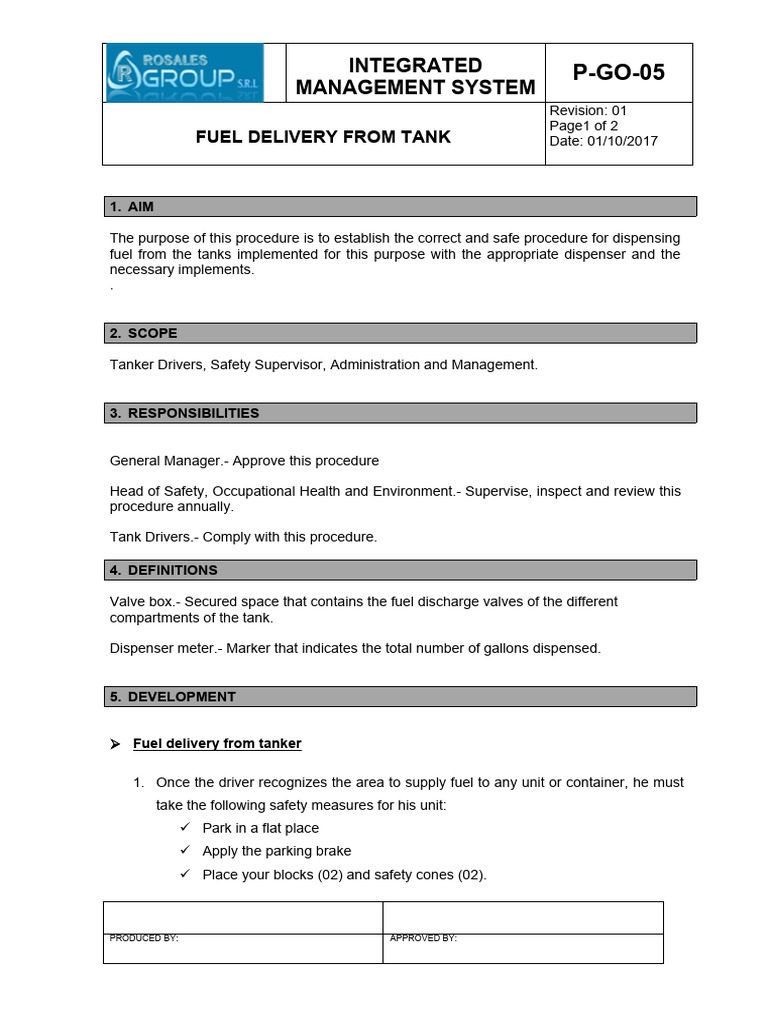 Fuel Dispensing Procedure | PDF | Oil Tanker | Safety