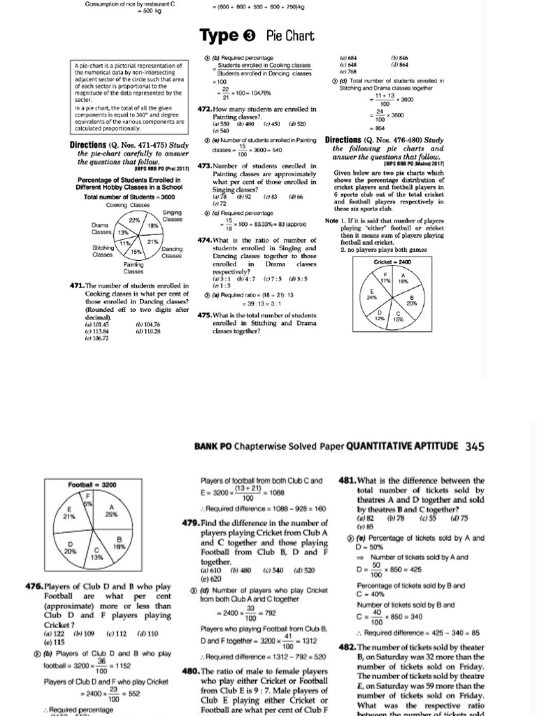 Pie Chart Problems | PDF