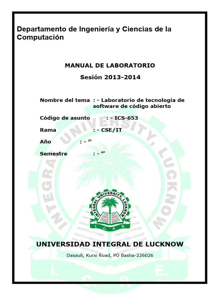 Manual de Laboratorio de Tecnología de Software de Código Abierto | PDF ... Manual de Laboratorio de Tecnología de Software de Código Abierto | PDF ...