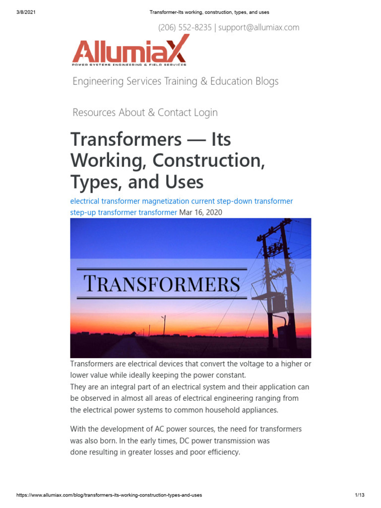 Transformer-Its Working, Construction, Types, and Uses | Download Free ...