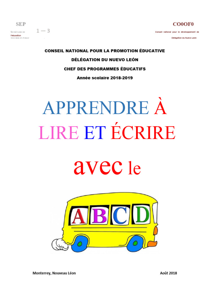 Feuilles de Travail Pour Apprendre À Lire Et À Écrire Avec ABCD | PDF ...