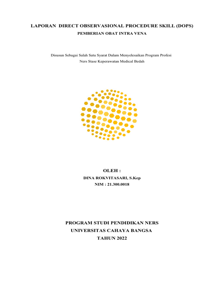 3.DOPS Pemberian Obat Intravena (IV) | PDF | Seni