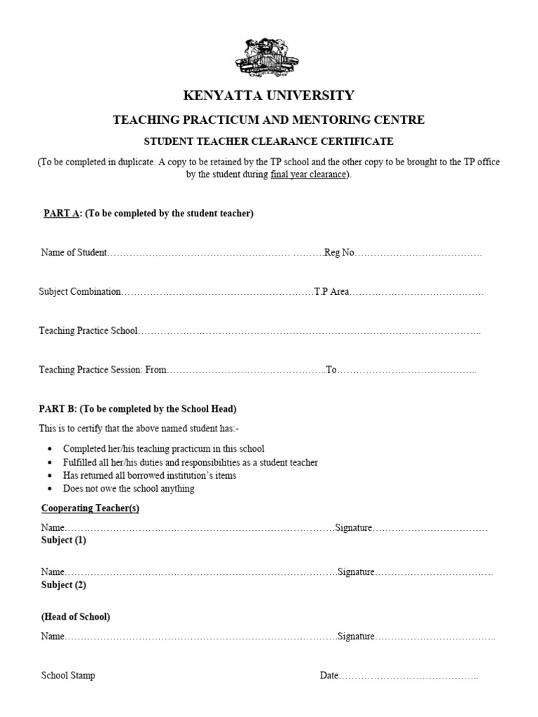 Practicum Clearance Form | PDF