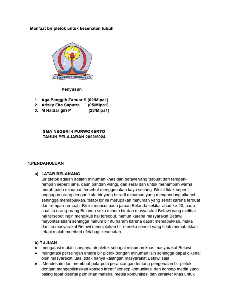 Manfaat Kesehatan Bir Pletok | PDF | Griya & Taman | Kesehatan Holistik