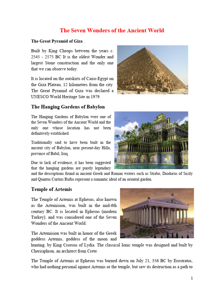 Ancient and Modern Wonders of the World | PDF | Classical Antiquity