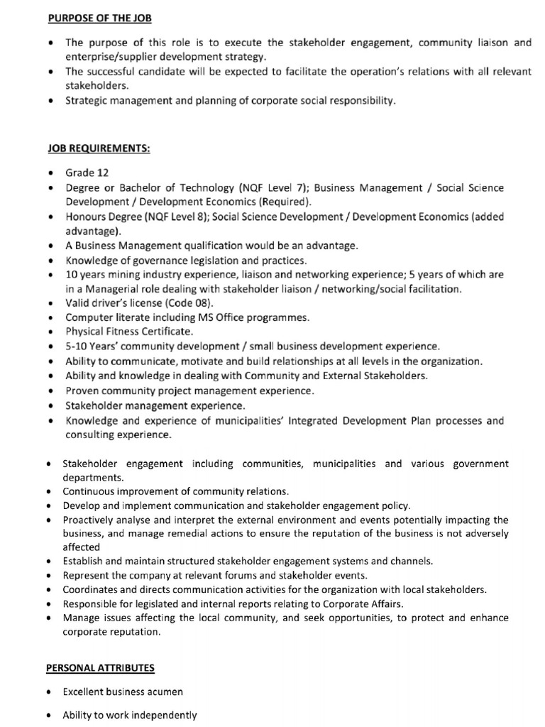 Advert For Job | PDF