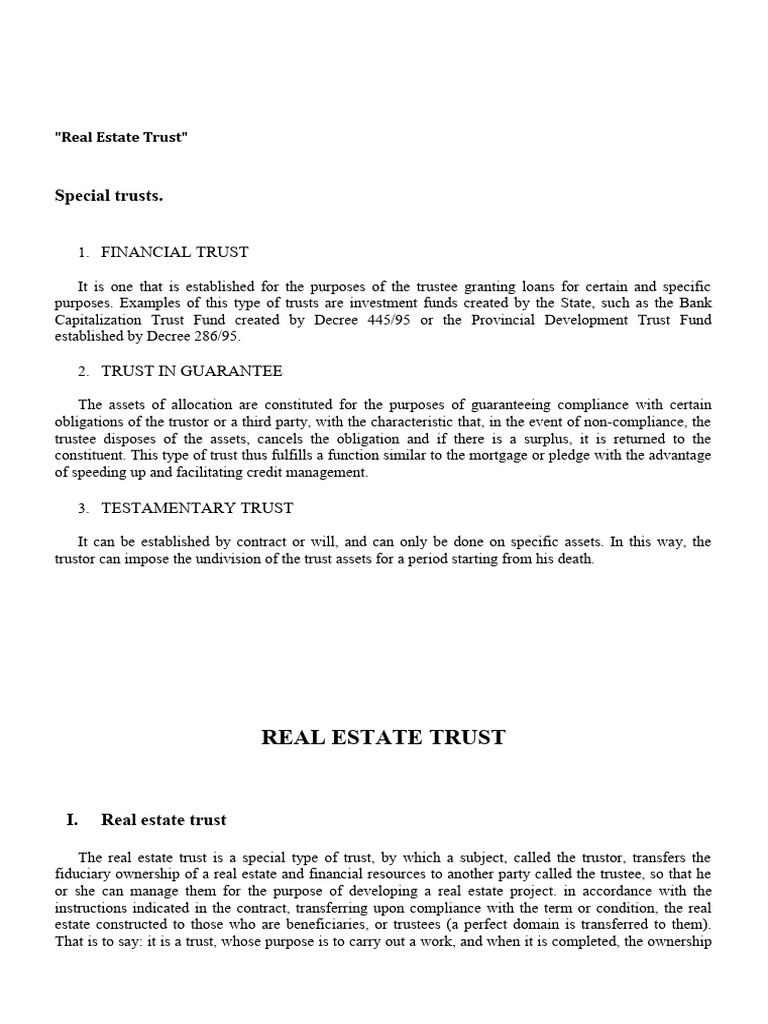 Real Estate Trust Agreement | PDF | Trustee | Fiduciary