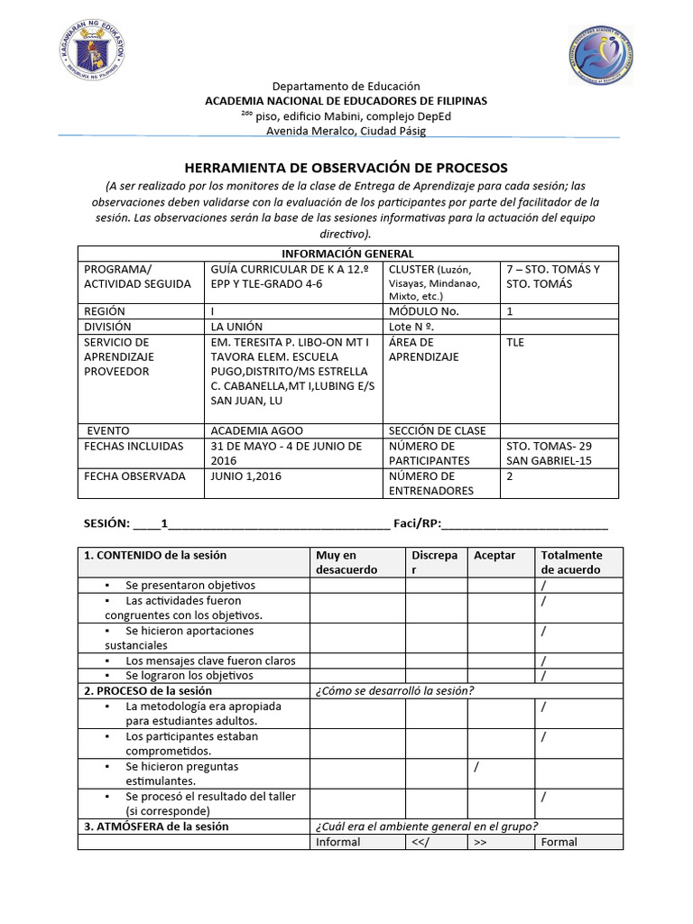Herramienta de Observación de Procesos: Academia Nacional de Educadores ...