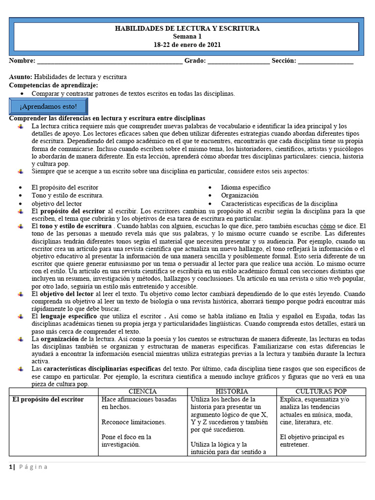 Comparar y Contrastar Patrones de Textos Escritos en Distintas ...