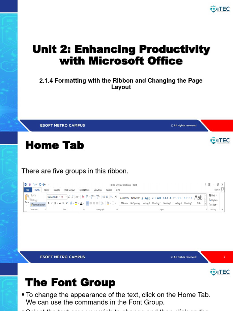 2833-1634980273192-U2 - S5 - 2.1.4 - Formatting Text and Document | PDF | Paragraph | Computing