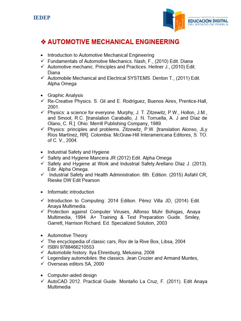 Automotive Mechanical Engineering Books To Donate | Download Free PDF | Engineering