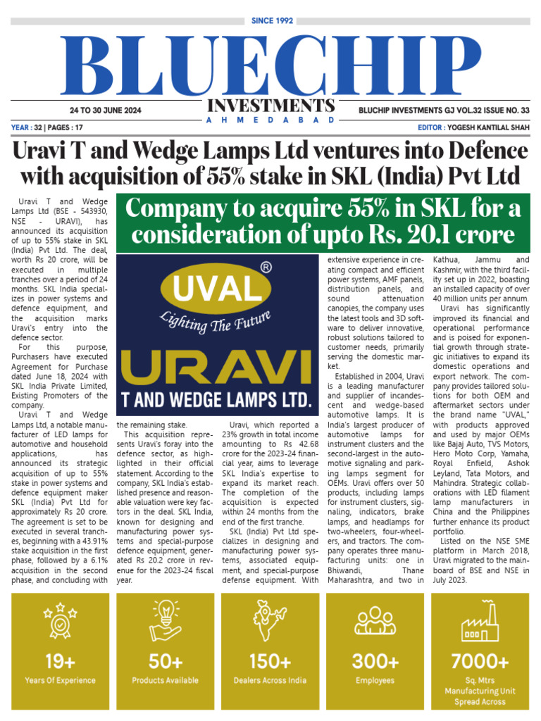 English Bluechip Investments Weekly Issue No. (33) 24 To 30 June 2024 | PDF | Cummins | Rail ...