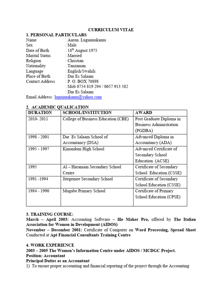 CV Aaron | Download Free PDF | Banks | Cash