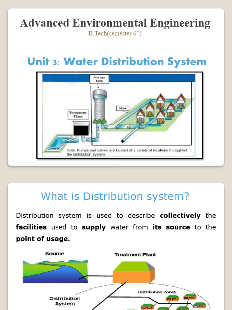 AEE Unit 3 - Water Distibution System | PDF | Water | Pump
