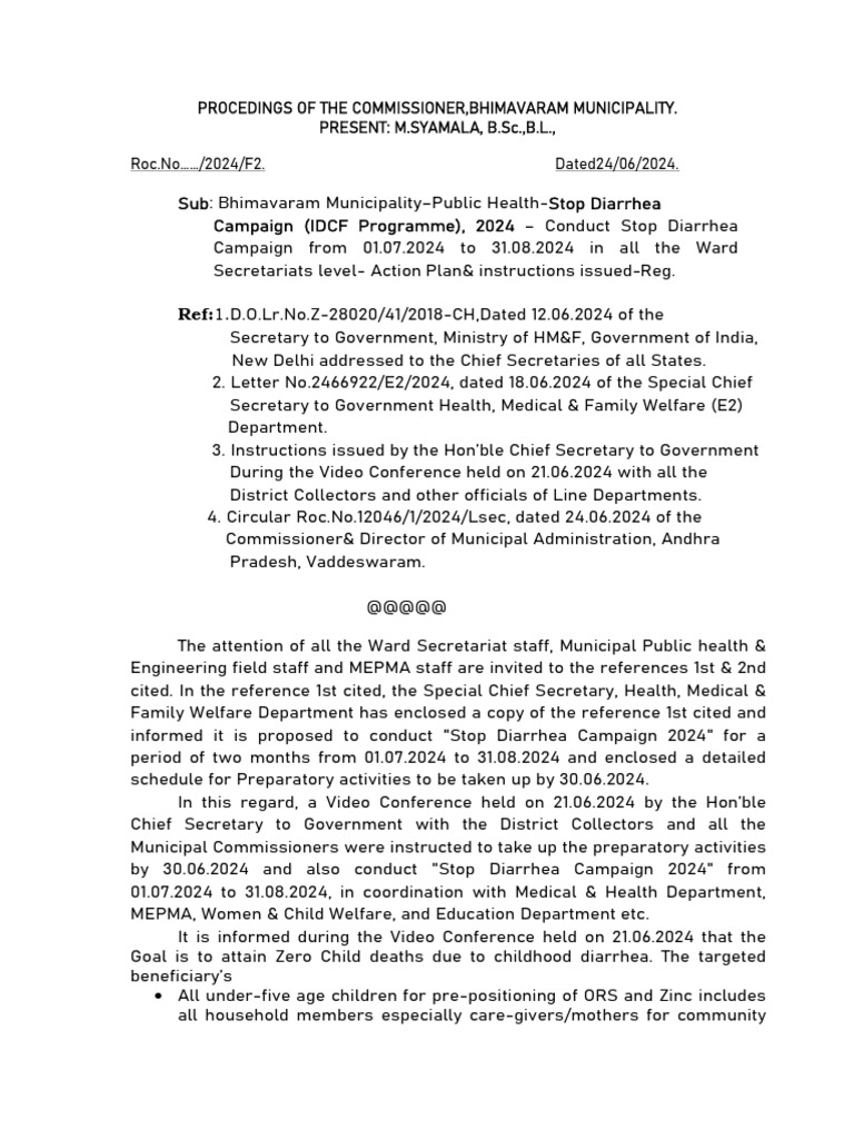 Stop Diarrhoea Campaign (IDCF Programme) Proceedings | PDF | Sanitation ...