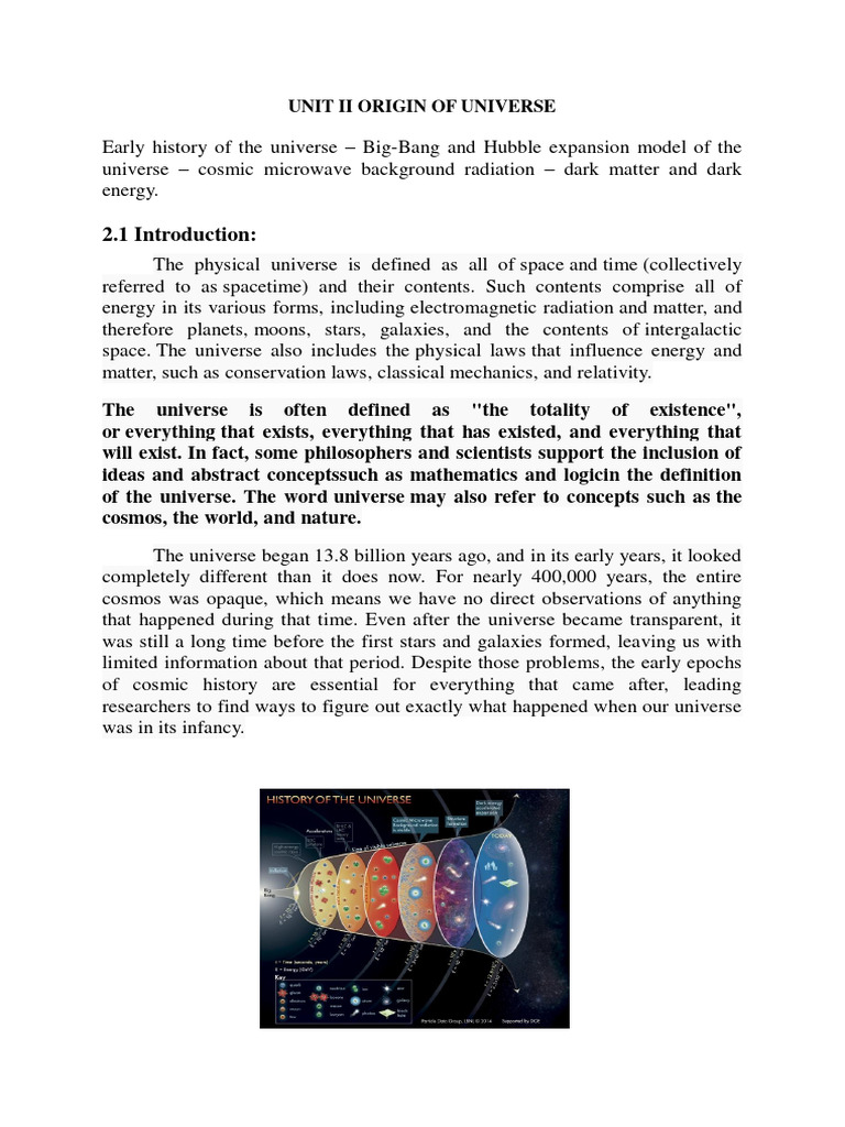 OAS351 SPACE SCIENCE Unit 2 Notes | PDF | Universe | Cosmic Microwave ...