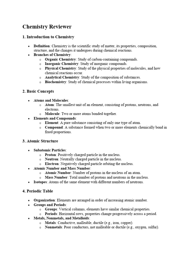 Chemistry Reviewer | Download Free PDF | Chemistry | Chemical Compounds