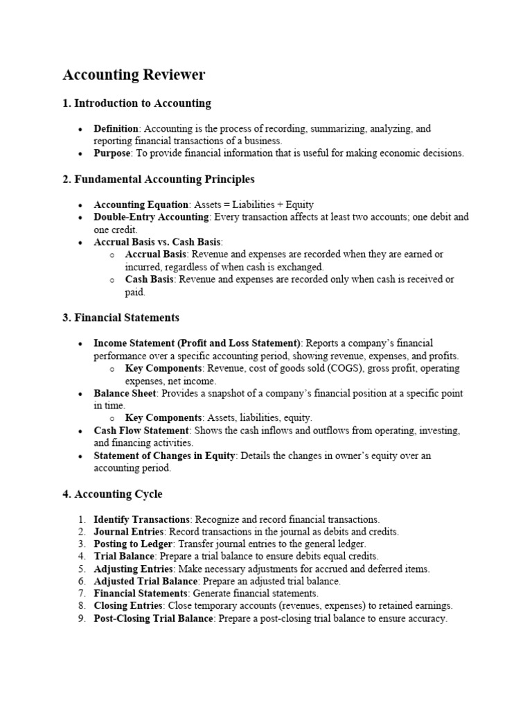 Accounting Reviewer | PDF | Debits And Credits | Expense