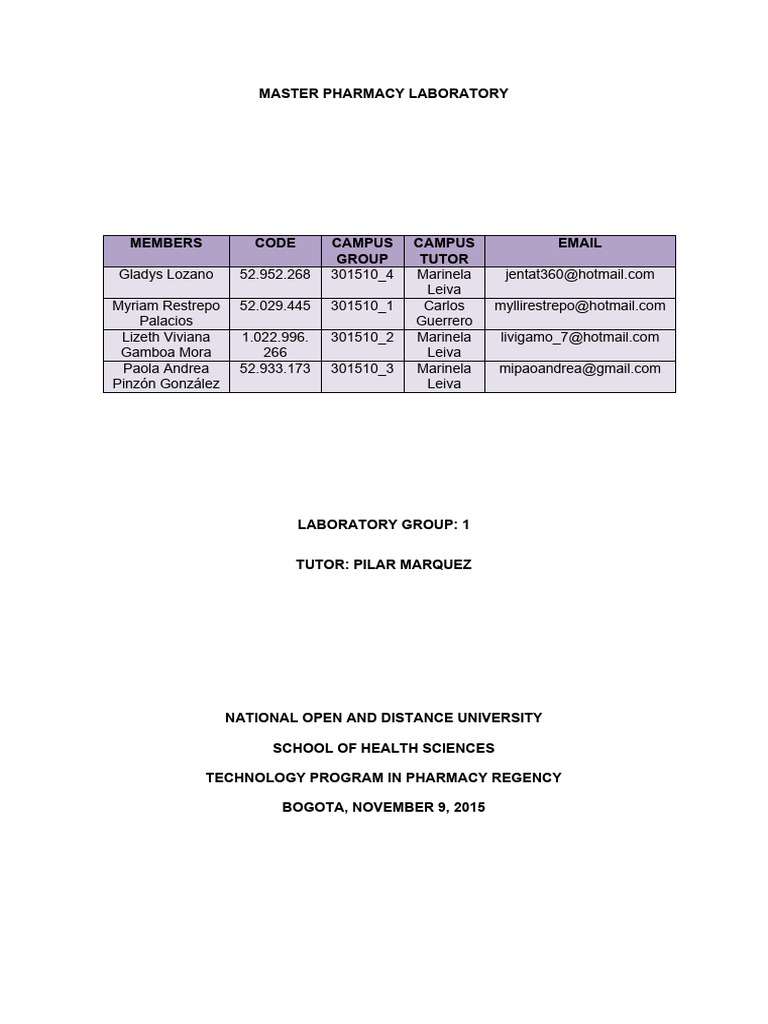 Magistral Pharmacy Laboratory Report - Docx Guia | PDF | Topical ...