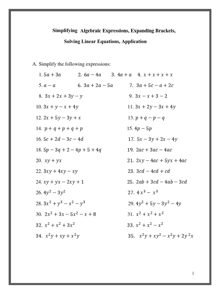 Year 8 Algebra Worksheet | Download Free PDF | Rectangle | Area