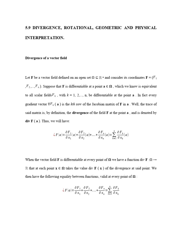 Divergence, Rotational, Geometric and Physical Interpretation | PDF ...