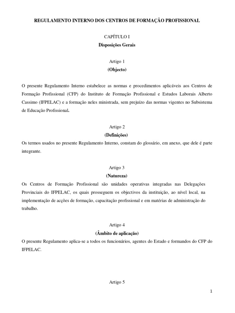 Regulamento Interno Dos CFP para Homolgacao para Impressao Final PDF | Download grátis PDF ...