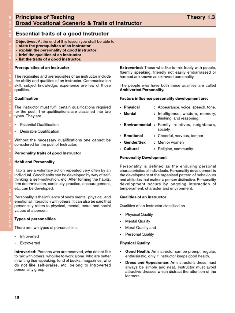 Key Traits of Effective Instructors | PDF | Extraversion And ...