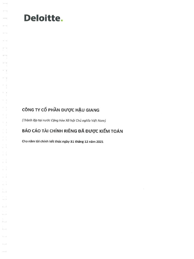 DHG BCTC Rieng Kiem Toan 2021 | PDF