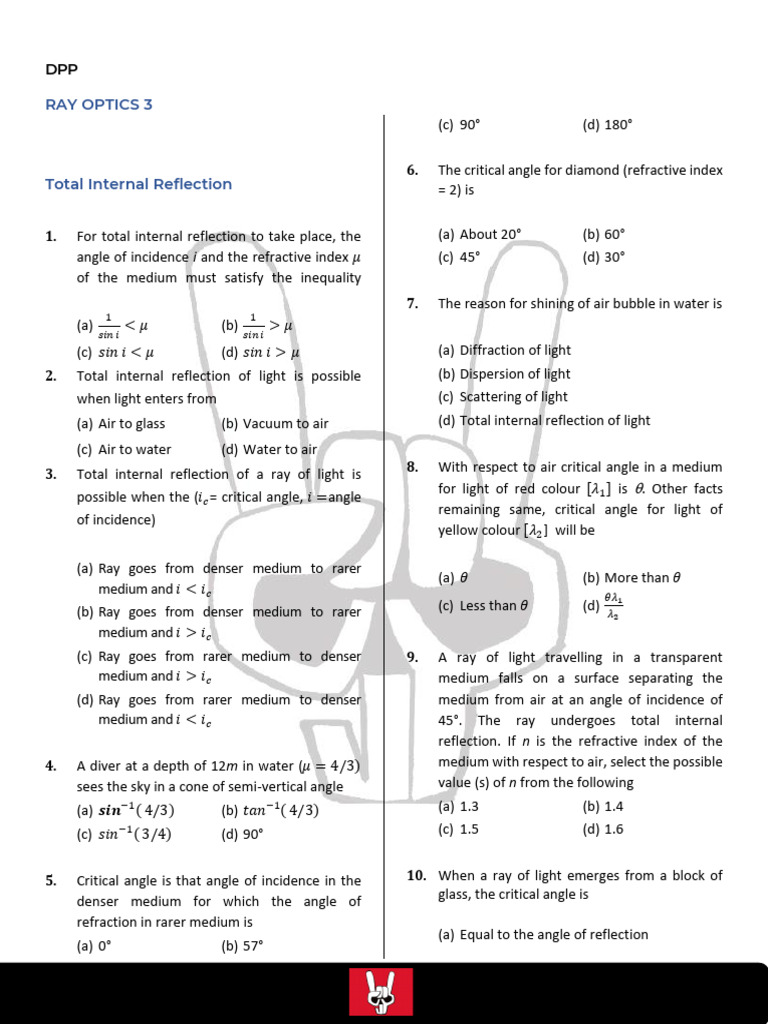 Ray Optics 3 - Total Internal Refraction 1718283316101 | PDF ...