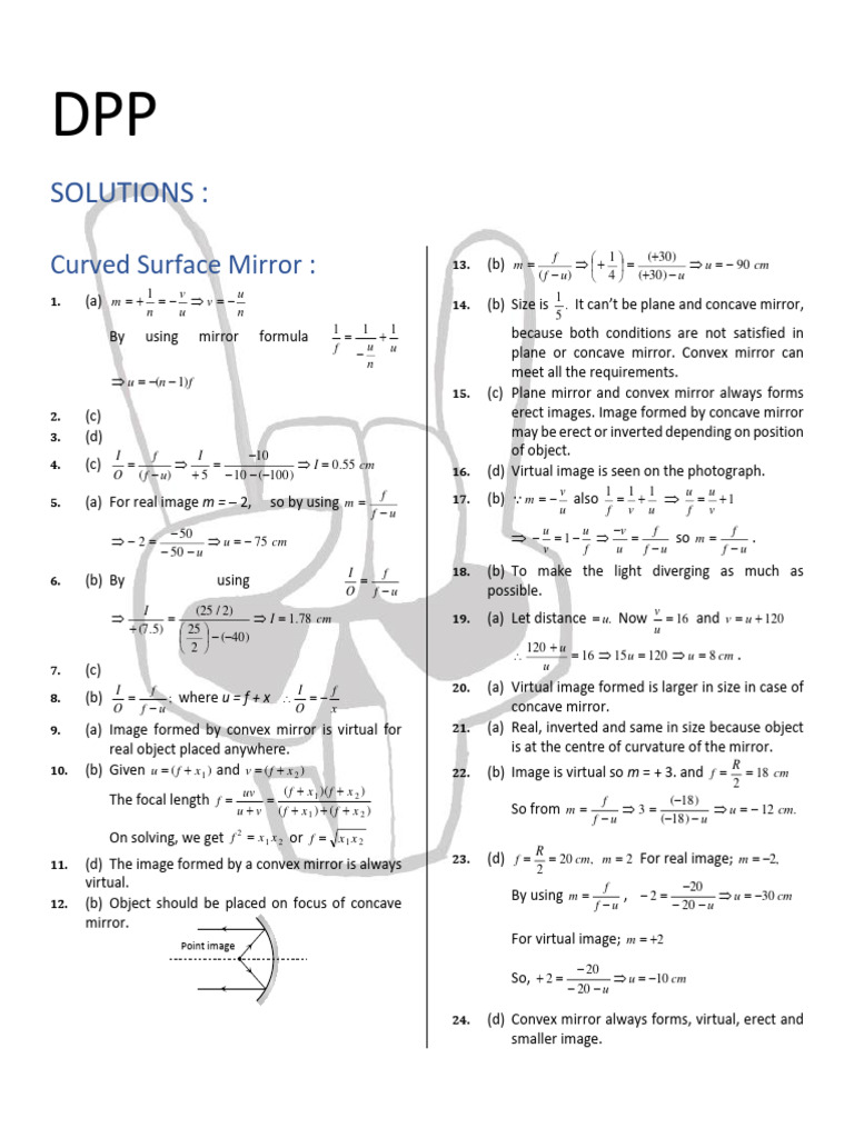 Ray Optics 1 - Curved Surface Mirror Solution 1718954515899 | PDF ...