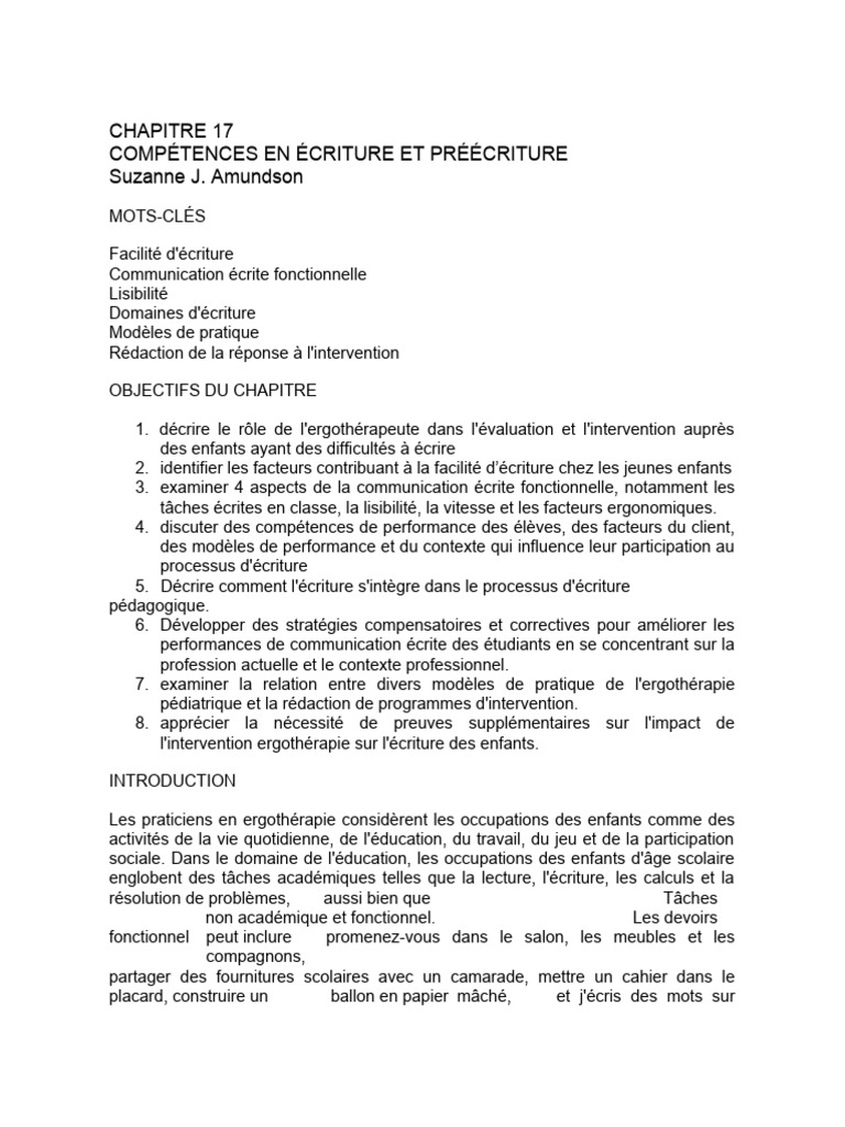 Compétences en écriture chez les enfants | PDF | Attention | Doigt