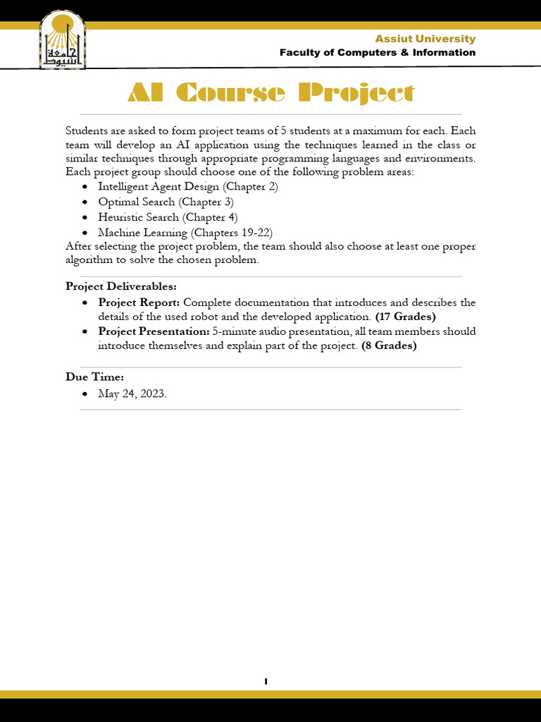 AI Project Assignment | PDF | Algorithms | Artificial Intelligence